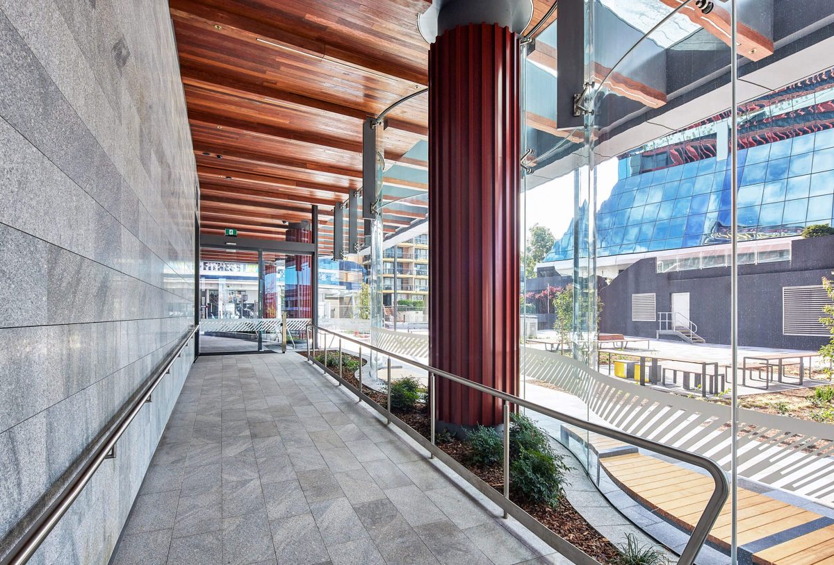 Timber Ceiling Angles at Western Sydney University - Sculptform