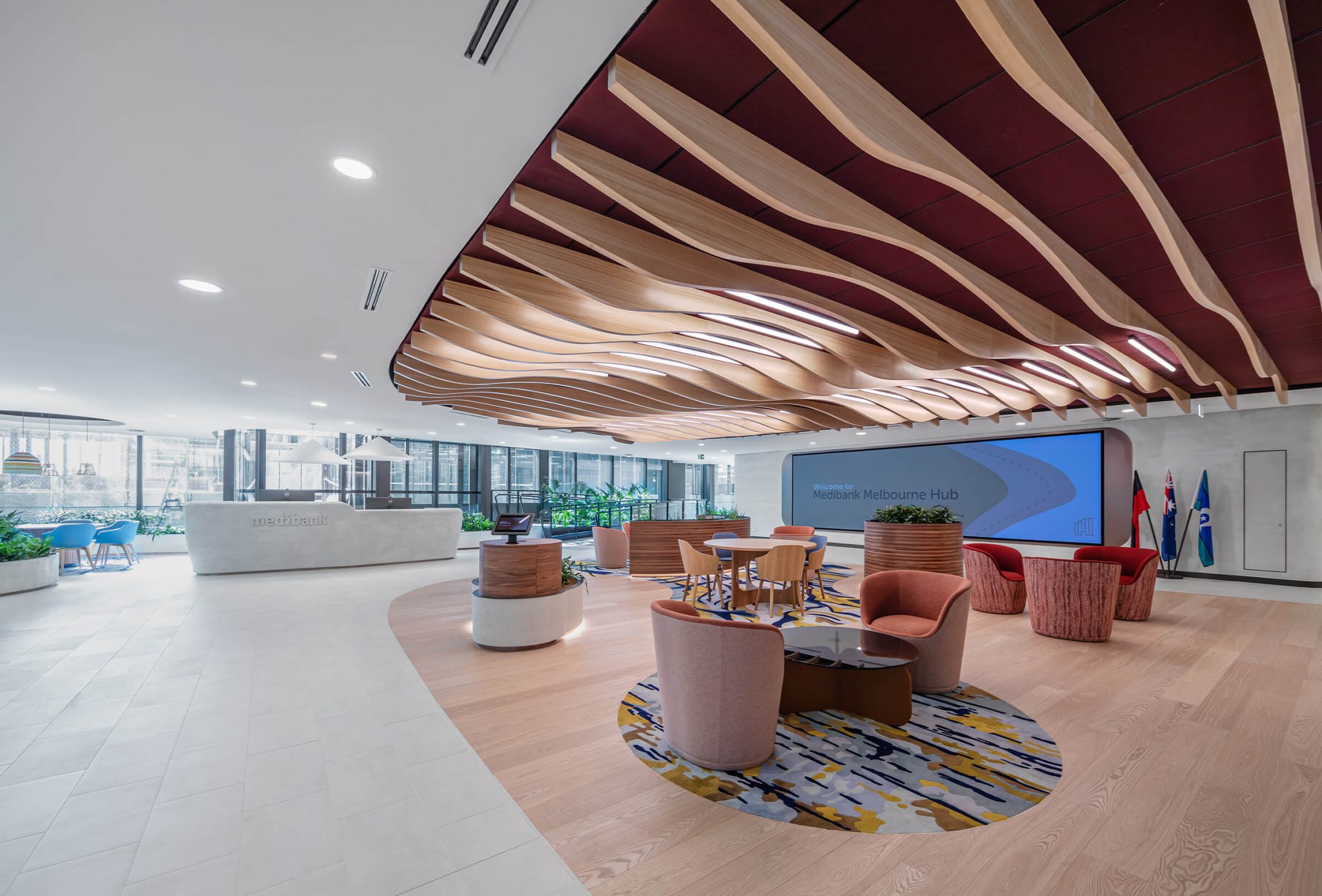 Timber Ceiling Angles at Western Sydney University - Sculptform